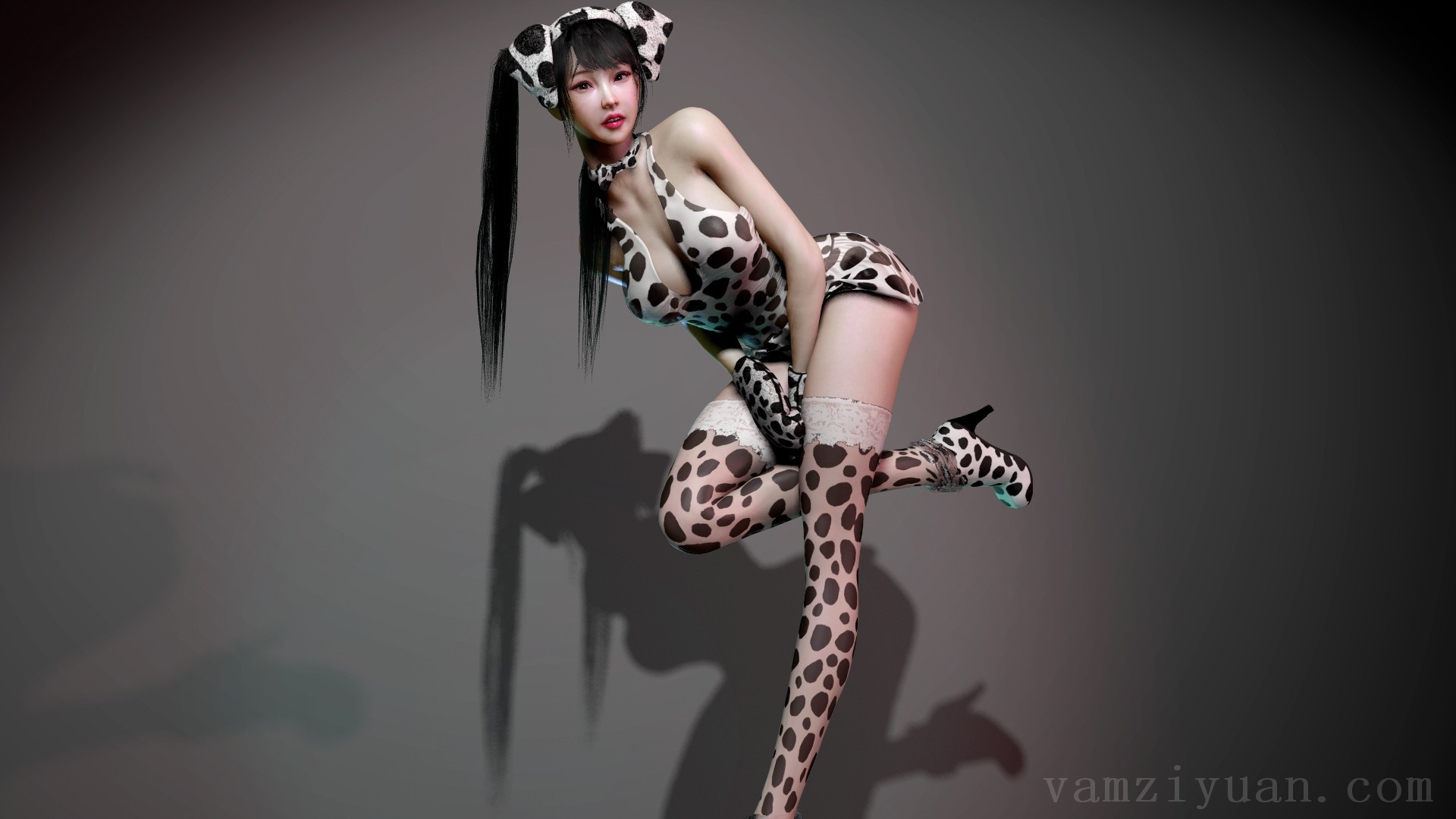 VAM资源网 - Carol 漂亮妹妹奶牛装Cos